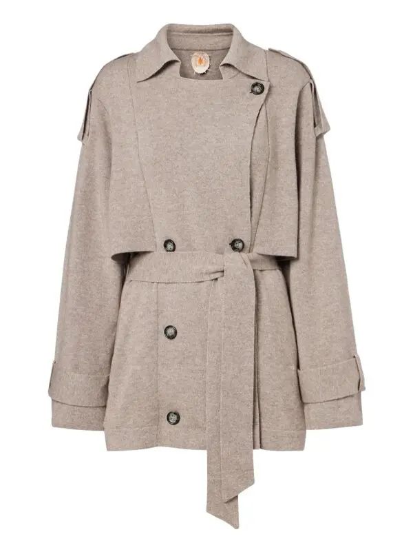 Jardin Des Orangers Cropped Double Breasted Wool And Cashmere Trench Coat - Grey
