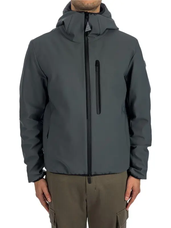 Moncler Lausfer Short Down Jacket With Hood And Logo Detail - Black