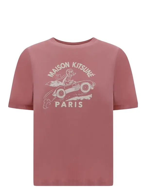 Maison Kitsuné Racing Fix Printed Crewneck T-shirt - Pink