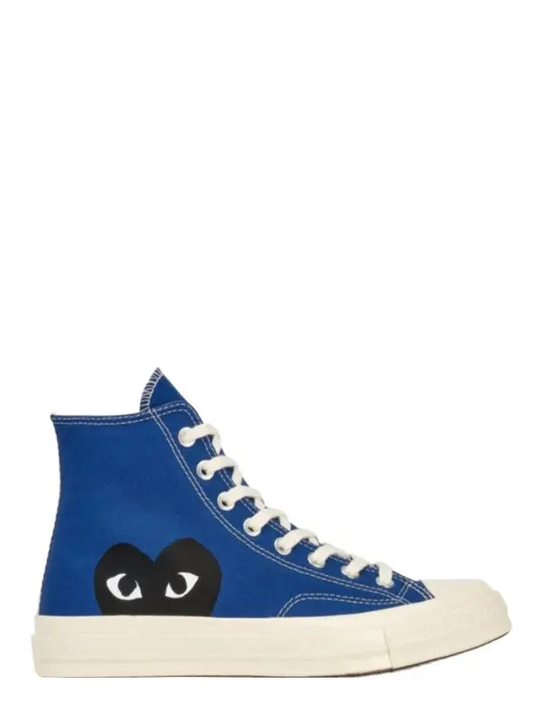 Play Comme Des Garcon Logo Lace Up High Top Sneakers - Blue