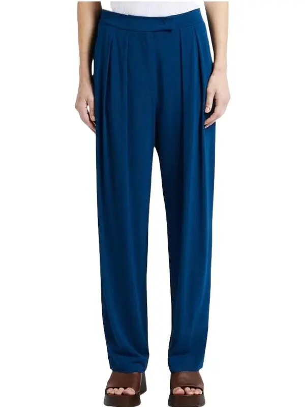 Max Mara Plain Knit Crepe Trousers - Blue