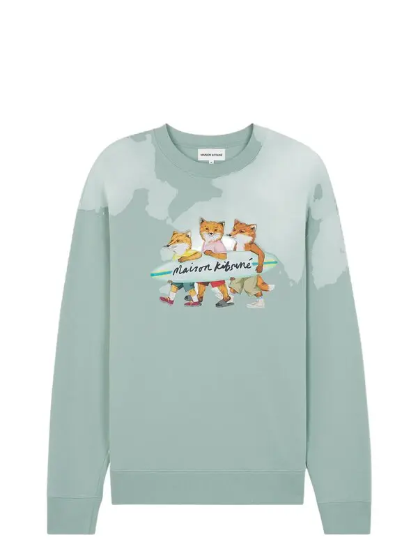 Maison Kitsuné Surfing Fox Crewneck Sweatshirt - Green