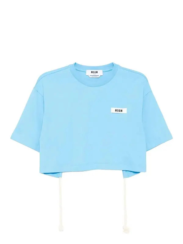 MSGM Open-back T-shirt With Drawstring Detail - Blue