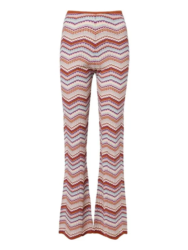Rixo Boni Chevron Cotton Flared Pants - Nude