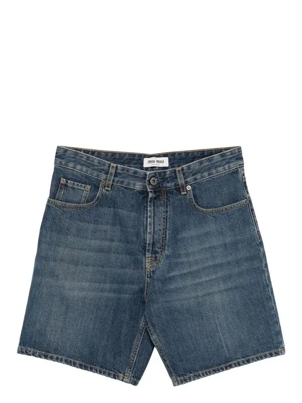Miu Miu Washed Denim Bermuda Shorts - Blue