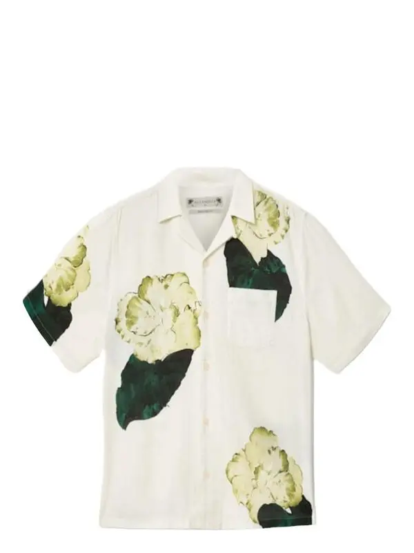 ALLSAINTS Nouvelle Short Sleeve Linen Blend Shirt - Ecru