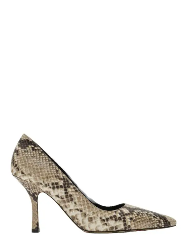 Burberry Python Print Leather Stiletto Pumps - Python Beige