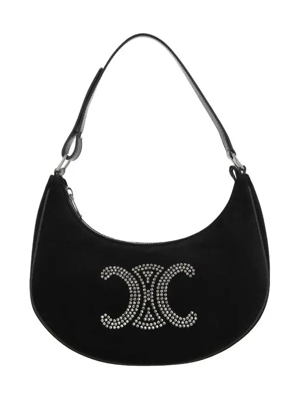 Celine Embellished Logo Shoulder Bag - Black