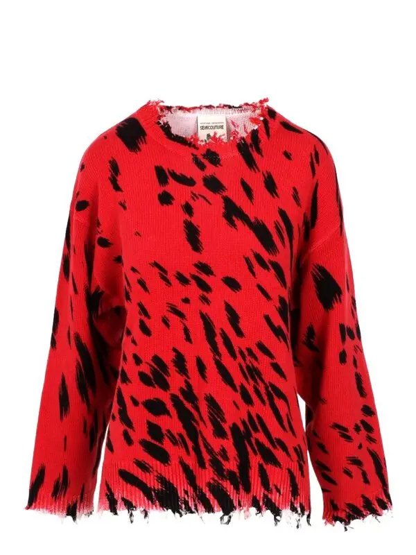 SEMICOUTURE Round Neck Sweater - Red