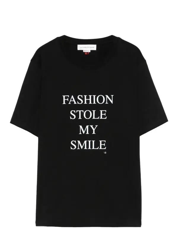 Victoria Beckham Slogan Print T-shirt - Black