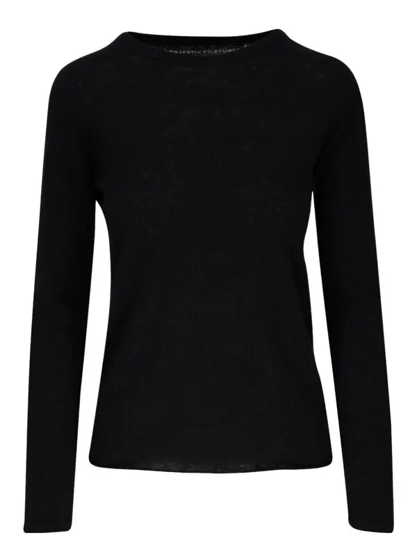 Majestic Filatures Long Sleeve Round Neck T-shirt - Black
