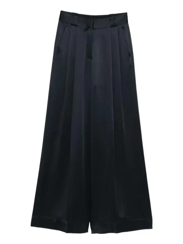 BLAZÉ MILANO Wide Leg Satin Trousers - Blue
