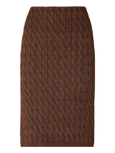 Fendi Straight-cut Midi Skirt With Cable Knit Motif - Brown