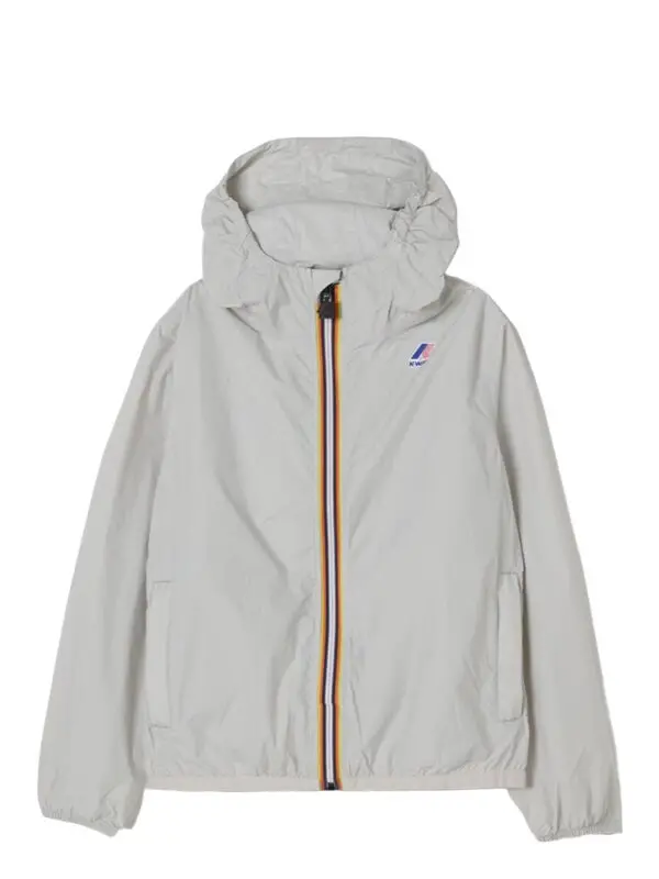 K-WAY Long Sleeve Hooded Jacket With Graphic Detail - Gray