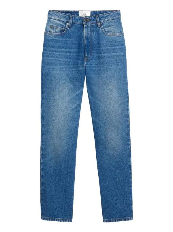 AMI Paris Straight-leg Jeans With Logo Patch - Blue
