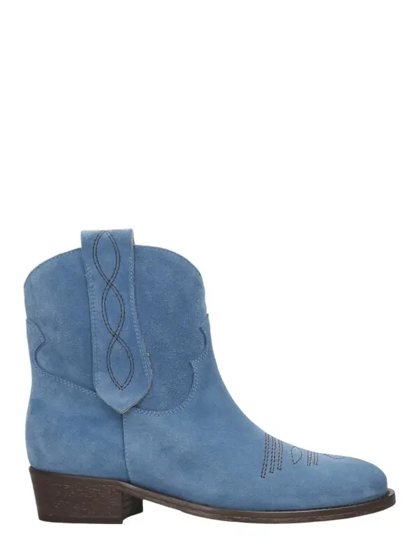 VIA ROMA 15 Suede Ankle Boots With Contrast Stitching - Blue