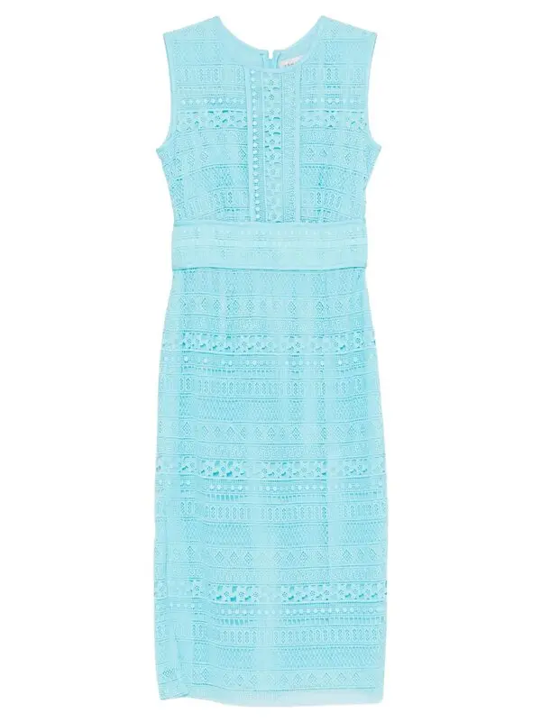 ERMANNO FIRENZE Round Neck Lace Midi Dress - Blue