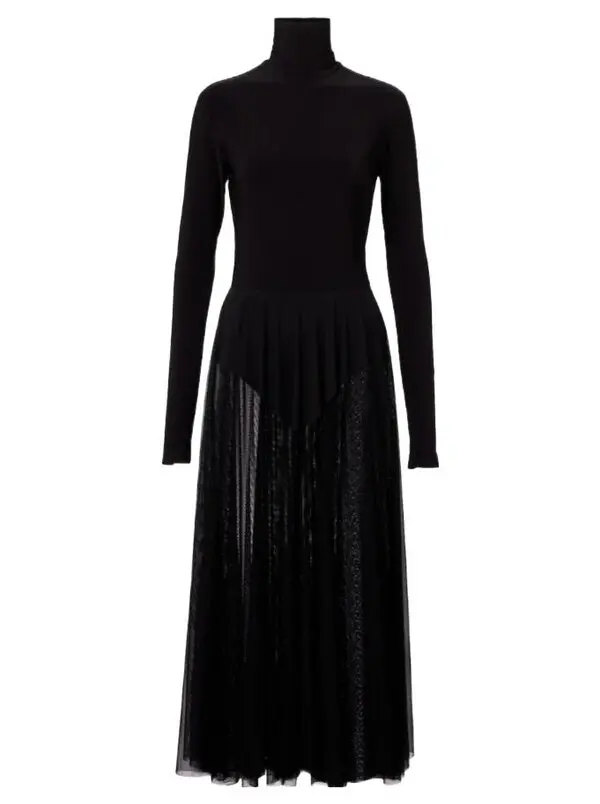 Norma Kamali Sheer Jersey And Mesh Midi Dress - Black