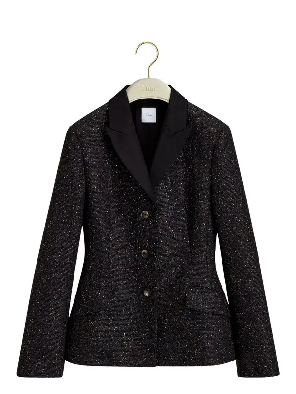 Dior Textured Single-breasted Jacket With Covered Buttons - Black
