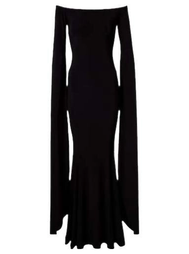 Norma Kamali Draped Off-shoulder Gown With Fishtail Hem - Black