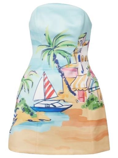LEO Lin Printed Bustier Mini Dress - Blue