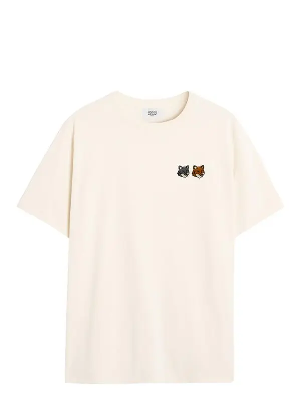 Maison Kitsuné Fox Embroidered Crewneck T-shirt - Latte