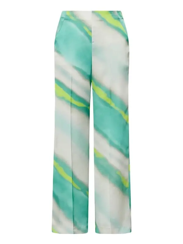 Marella Wide Leg Printed Satin Trousers - Green