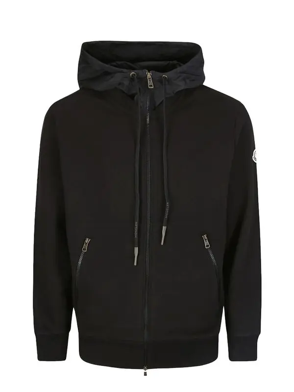 Moncler Zip-up Contrast Hoodie - Black
