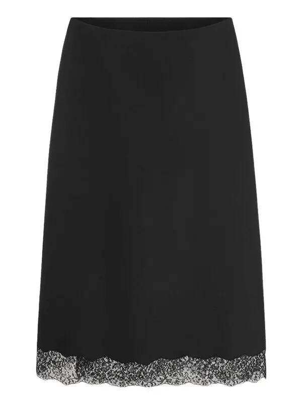 Dior Midi-length Straight Skirt With Lace Detail - Black
