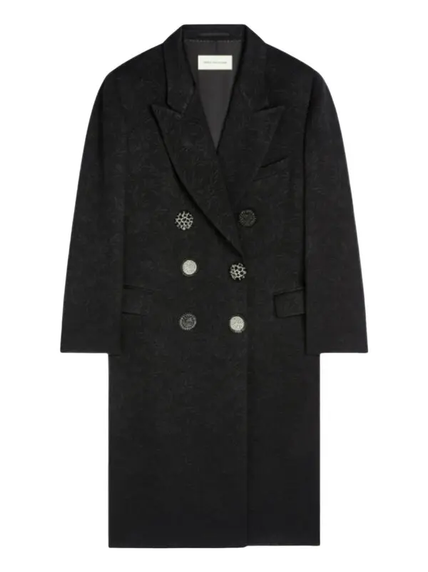 Dries Van Noten Double-breasted Textured Coat - Black