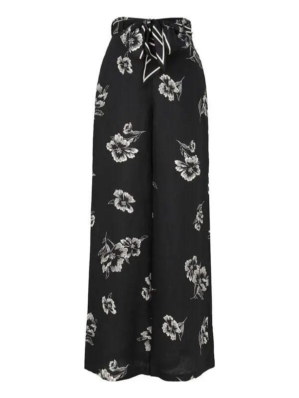 Zimmermann Floral Wide-leg Pants - Black