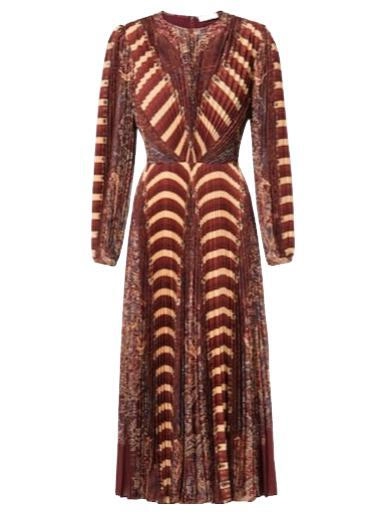 Ulla Johnson Pleated Midi Dress - Brown