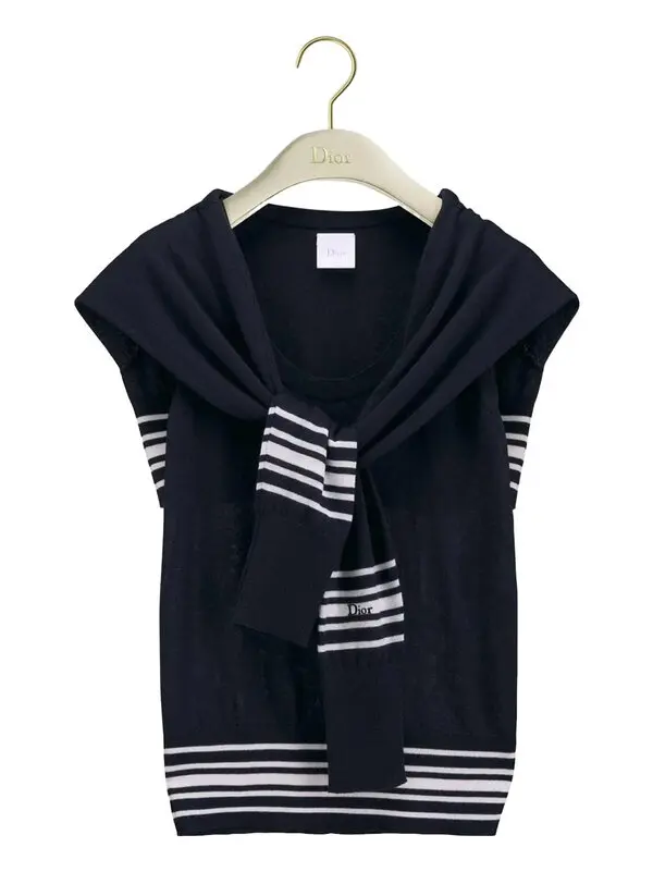 Dior Striped Knit Pullover - Black