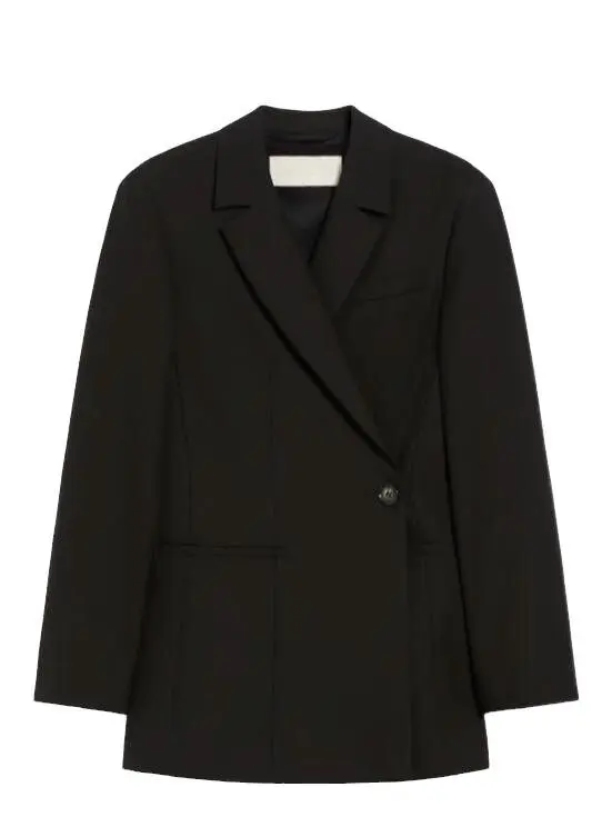 IBLUES Notched Lapel Double-breasted Blazer - Black