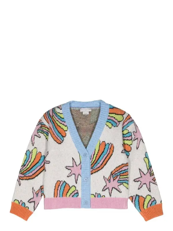 Stella McCartney Long-sleeved Button-down Knitted Cardigan With Graphic Print - Multicolor