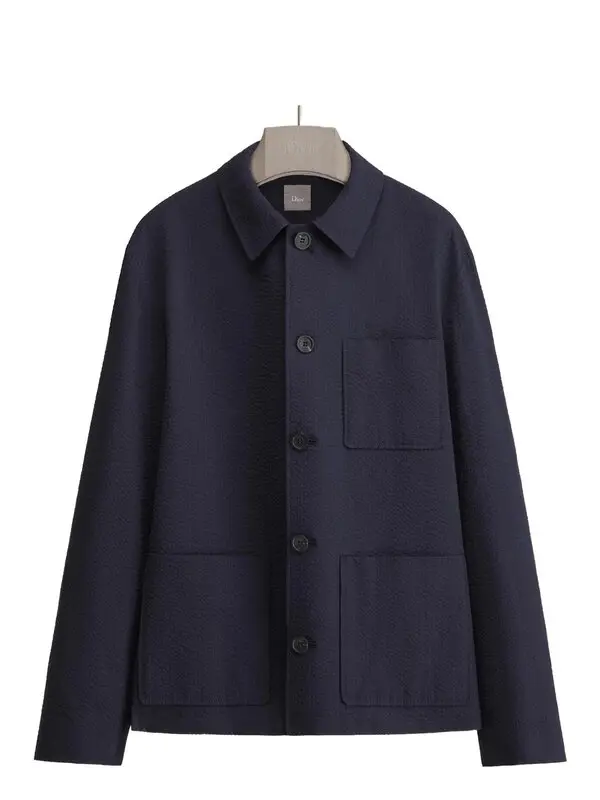 Dior Workwear Jacket With Embroidery And Leather Label - Dark Blue