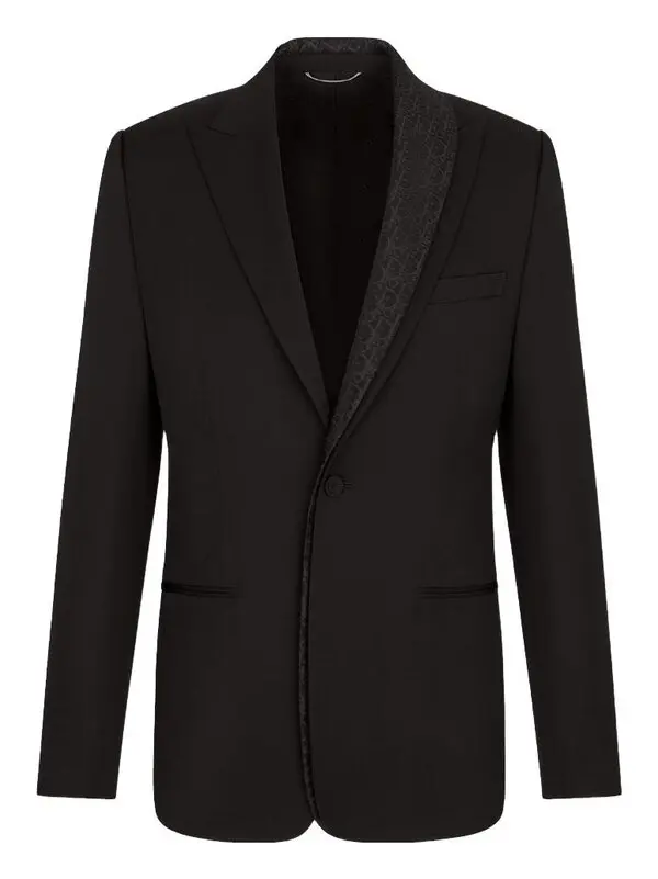 Dior Asymmetrical Shawl Collar Jacket With Oblique Pattern - Black
