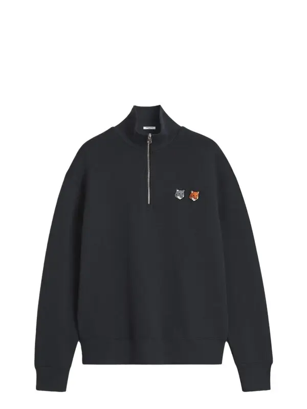 Maison Kitsuné Double Fox Head Half Zip Sweatshirt - Anthracite