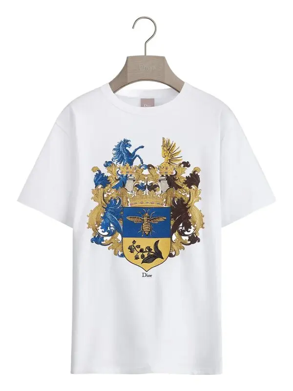Dior T-shirt With Blason Print, Relaxed Fit - White