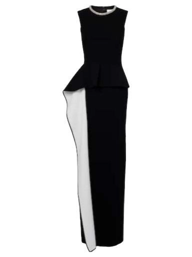 Roland Mouret Embellished Peplum Satin Crêpe Gown - Black