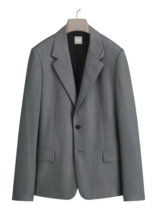 Dior Embroidered Collar Single-breasted Blazer - Gray