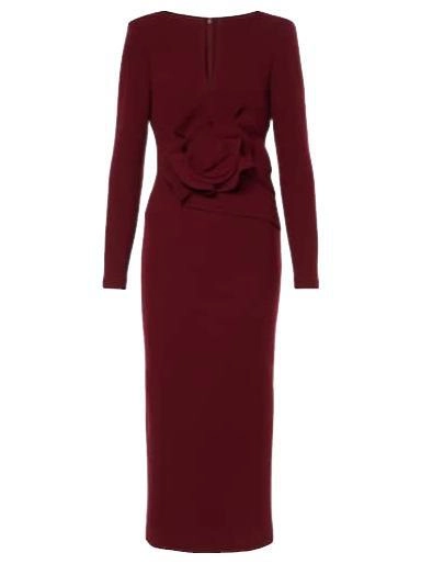 Roland Mouret Floral Wool Crepe Midi Dress - Brown