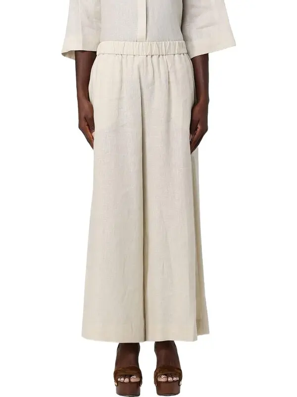 Max Mara Wide Leg Elastic Waist Pants - Beige