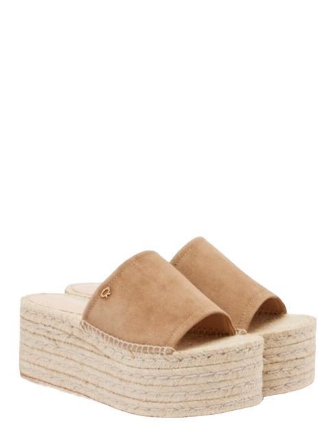 GIANVITO ROSSI Handmade Suede Espadrille Platform Sandals - Nude