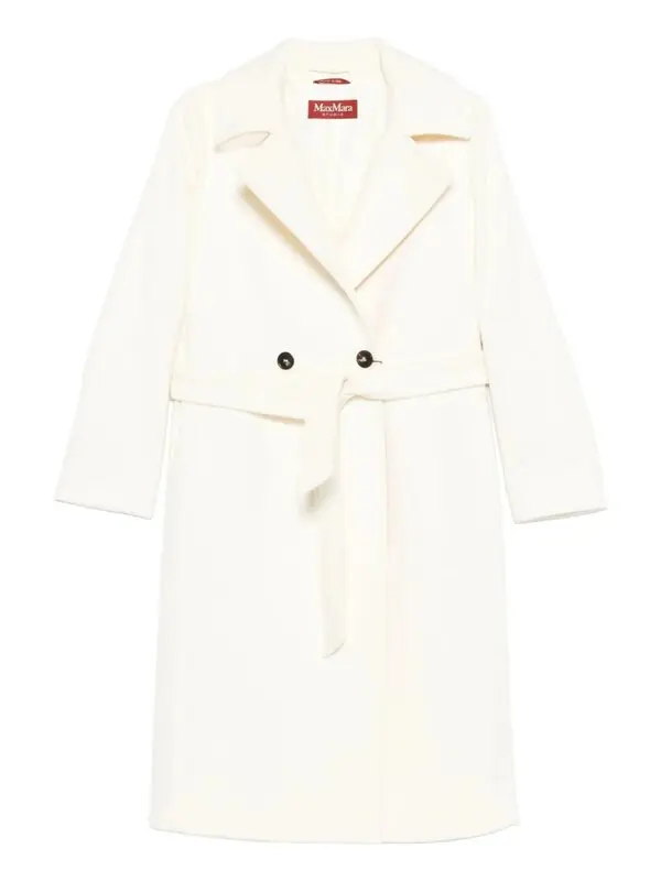 Max Mara Long Sleeve Belted Coat - White