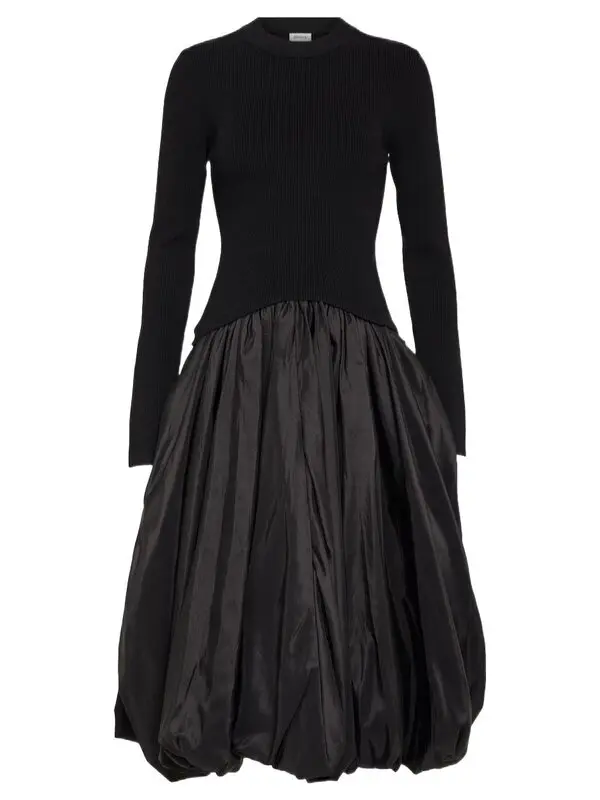 Simkhai Long Sleeve Round Neck Dress With Slit Cuffs - Black