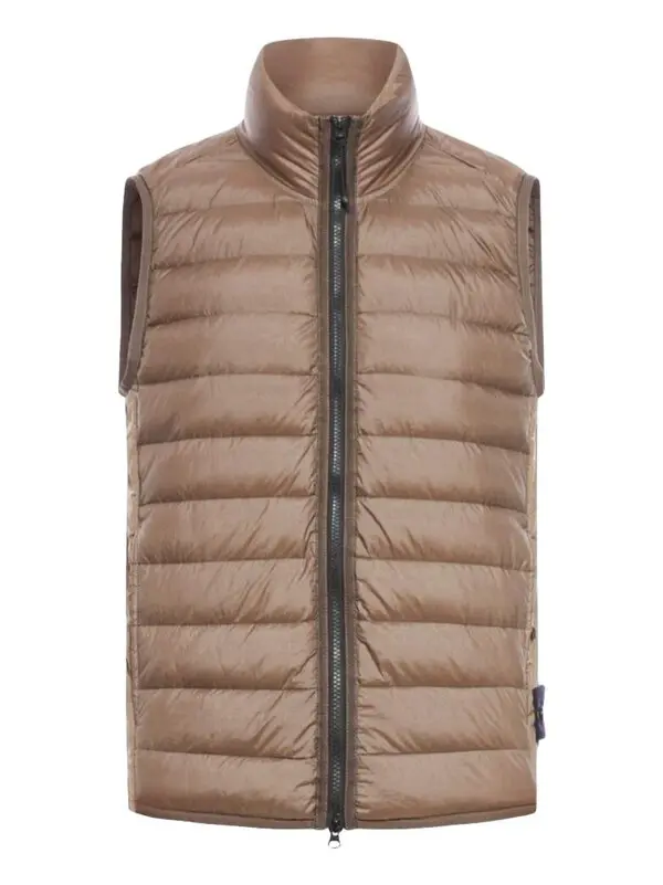 Stone Island High Neck Quilted Gilet - Brown