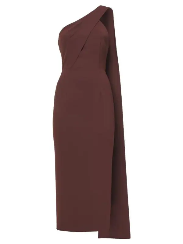 Roland Mouret Asymmetrical Midi Dress - Brown