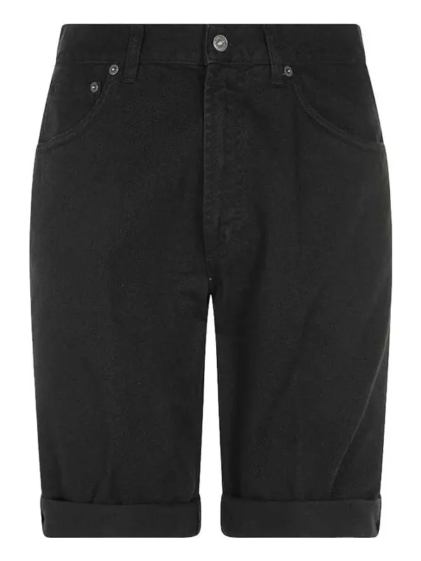 DONDUP Denim Shorts With Logo Detail - Black