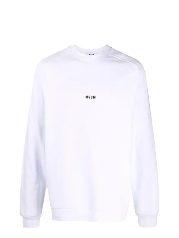 MSGM Logo Printed Crewneck Sweatshirt - White